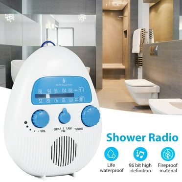JENSEN Portable AM/FM Bluetooth Shower Clock Radio with Alarm, Water ...