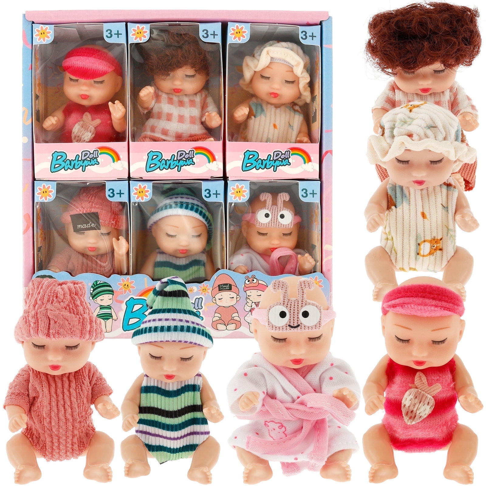 Keyohome 6Pcs Mini Baby Dolls,4.3" Newborn Dolls Gift Set,Cute Reborn ...