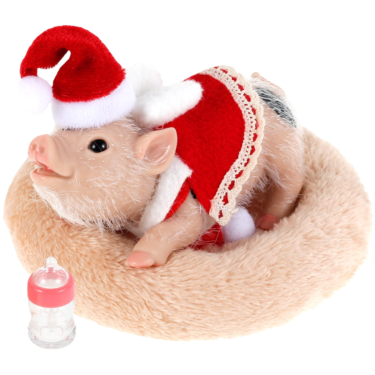 Pluokvzr Silicone Pig Doll Toy Lifelike Silicone Pig Doll Cute Reborn ...