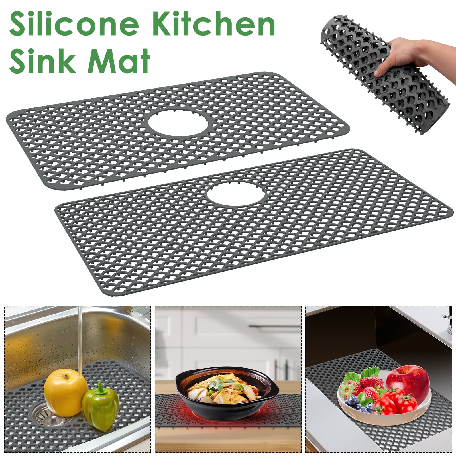 Pluokvzr Silicone Sink Protector Heat-Resistant Sink Liner Mat Reusable ...
