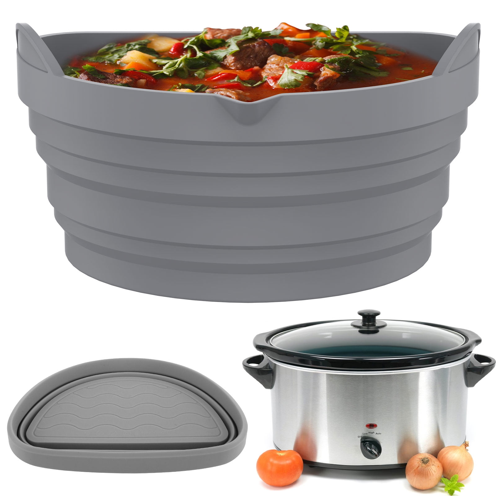 Pluokvzr Slow Cooker Divider for 6 QT Pot Leakproof Silicone Slow ...