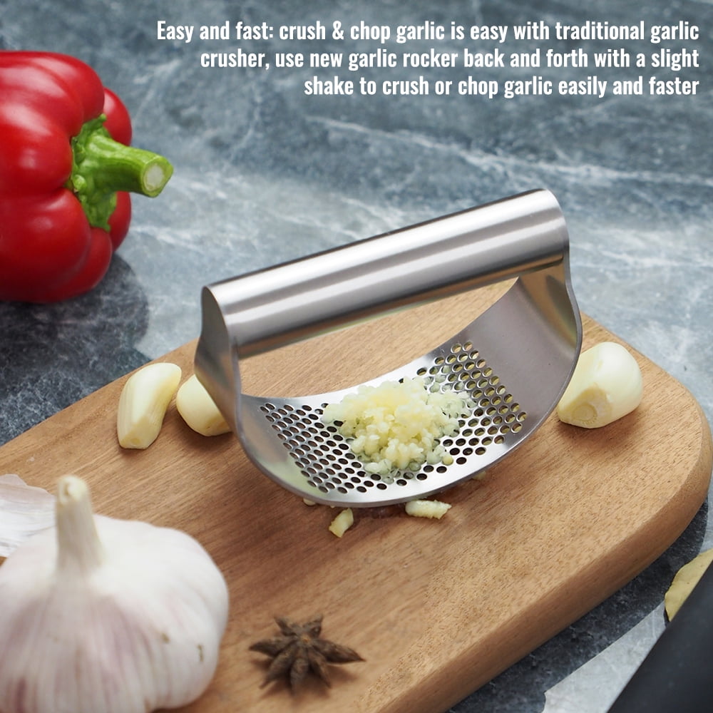 Pluokvzr Stainless Steel Curved Garlic Press Crusher Chopper Cutter ...