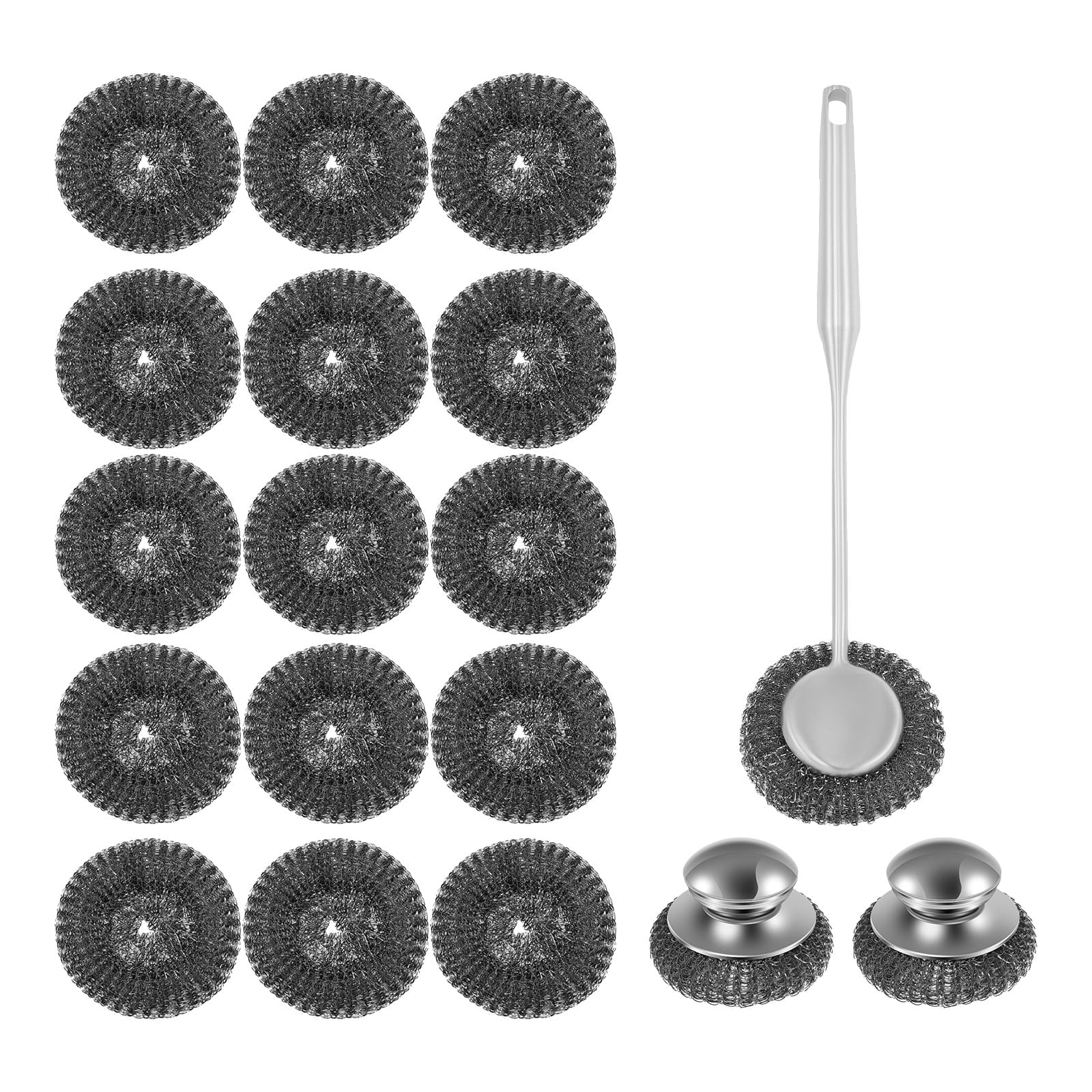 Pluokvzr Steel Wool Scrubber Ergonomic Stainless Steel Scrubber Long ...