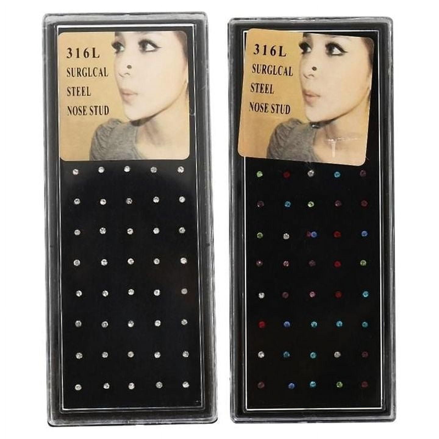 Pluokvzr Surgical Silver, Crystal Gem Steel Nose Studs, 40 - Walmart.com
