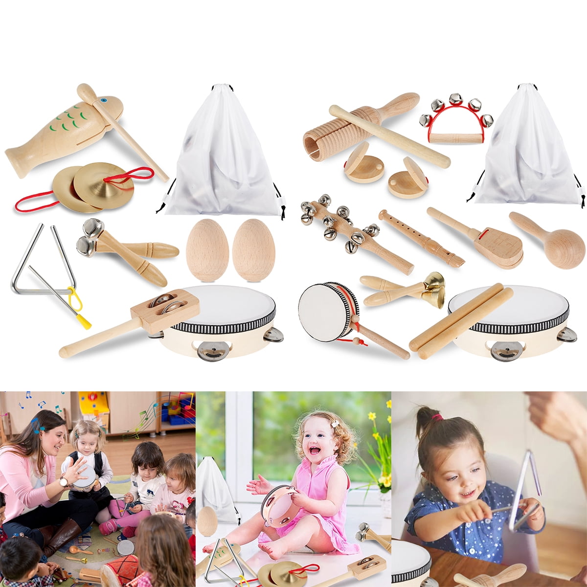 Pluokvzr Wooden Music Set Kids Musical Instruments Wooden Percussion ...