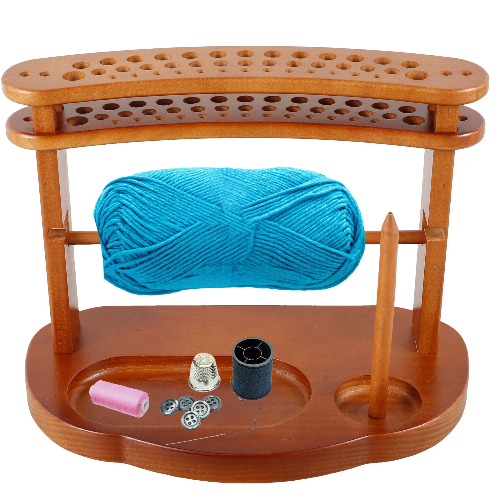 Pluokvzr Yarn Holder for Knitting Wood Yarn Rack Stand with Slots ...