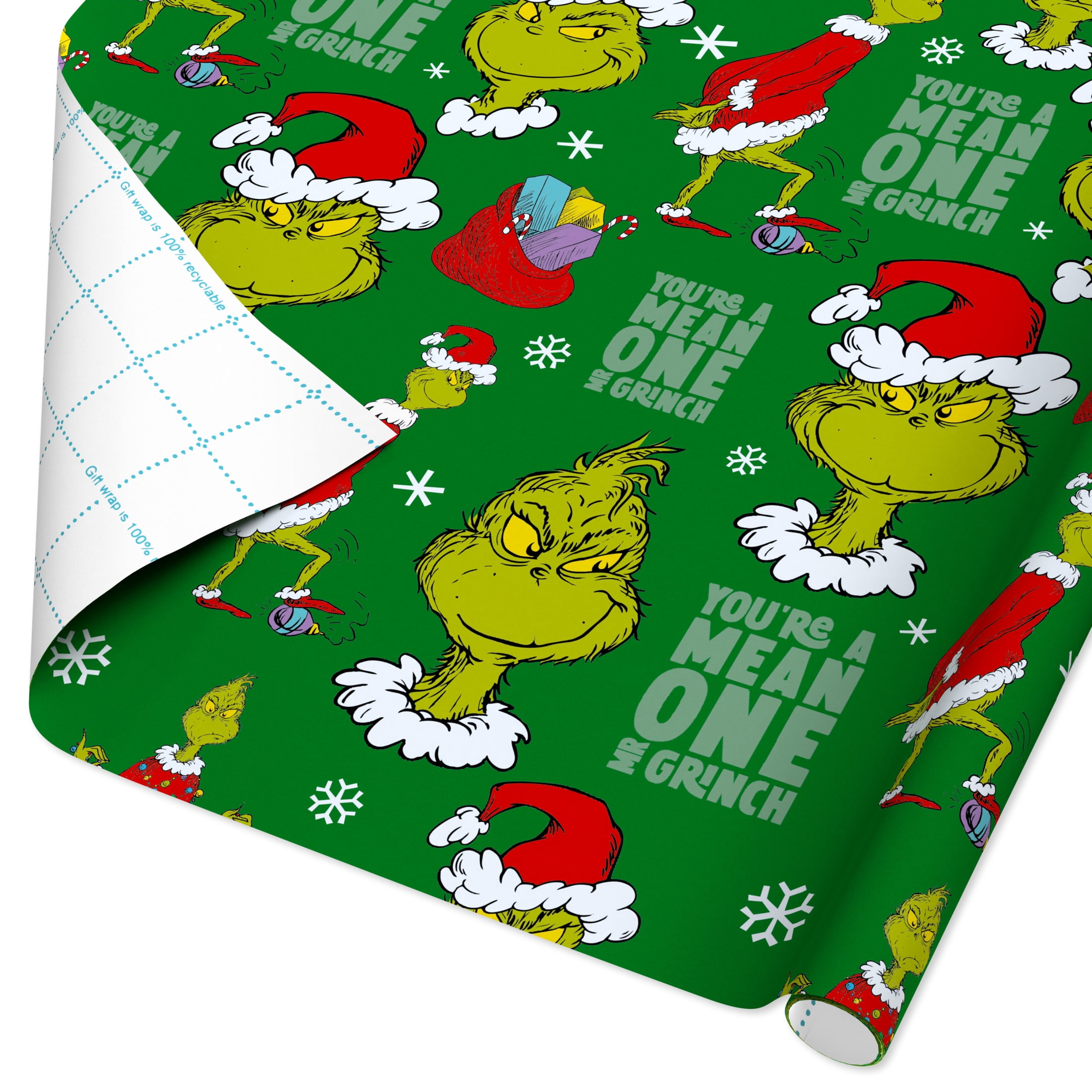 Plus Mark 30 in. Grinch Christmas Wrapping Paper, Green (25 Sq. ft., 1 ...