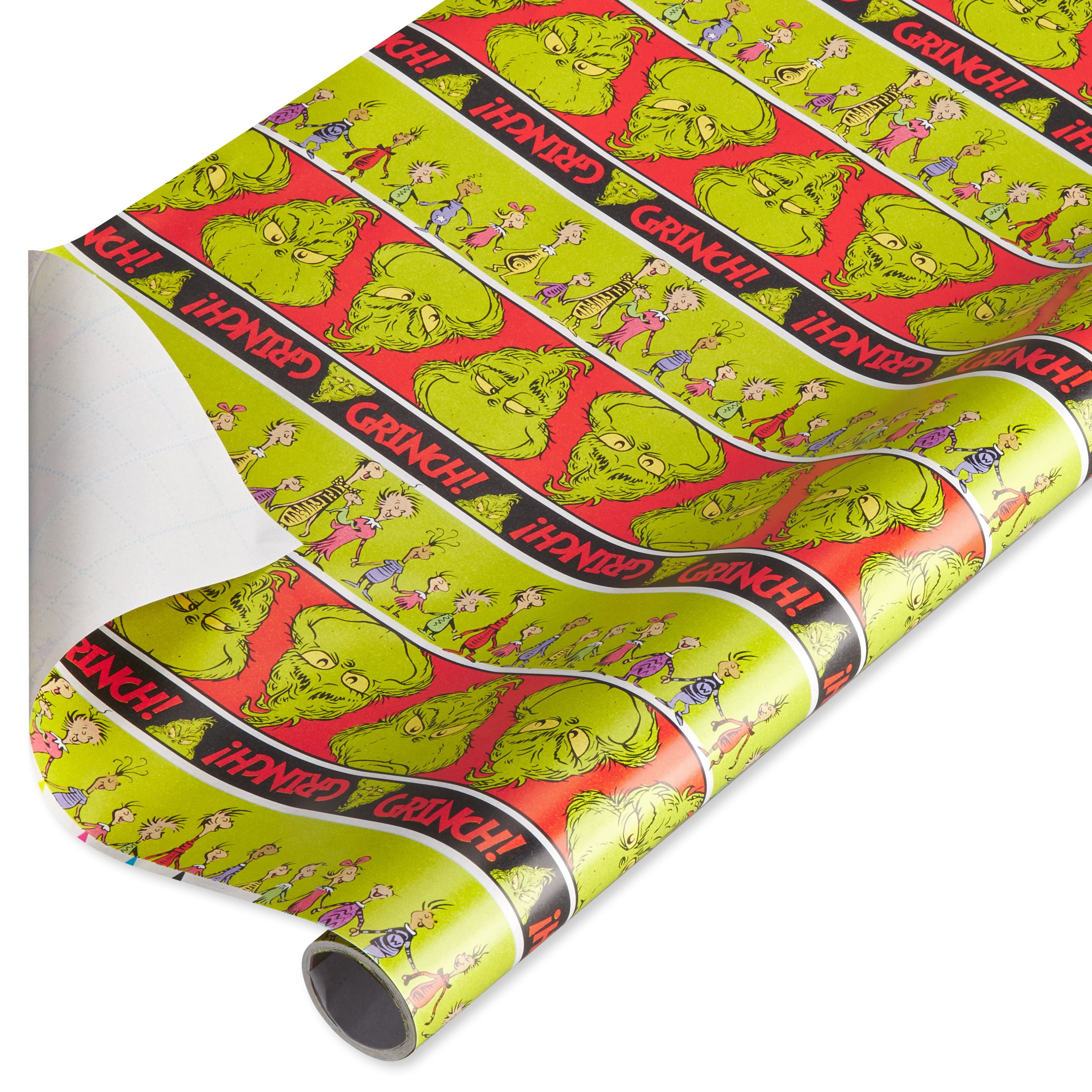 Plus Mark 40" Grinch Christmas Wrapping Paper with Cutlines, Grinch and ...