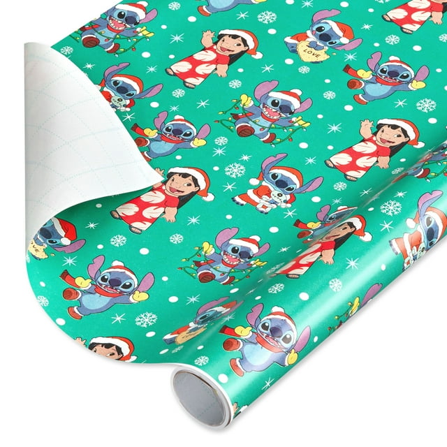 Plus Mark 40" Lilo & Stitch Christmas Wrapping Paper with Cutlines (60 ...