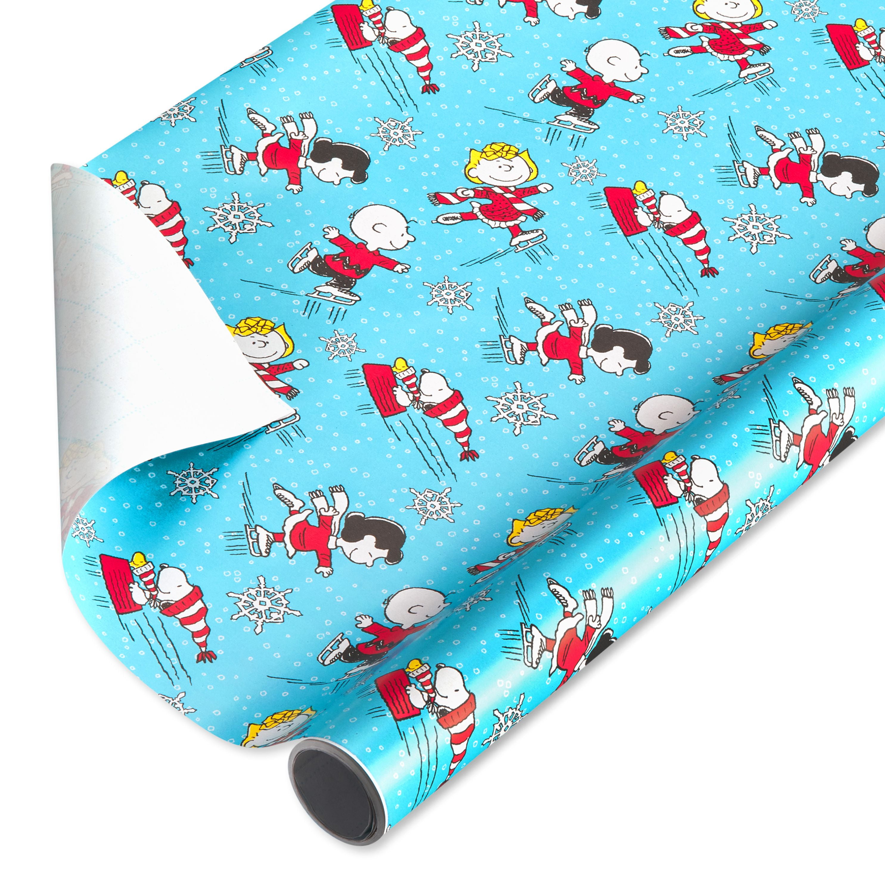 Plus Mark 40" Peanuts Blue Christmas Wrapping Paper with Cutlines (60 ...