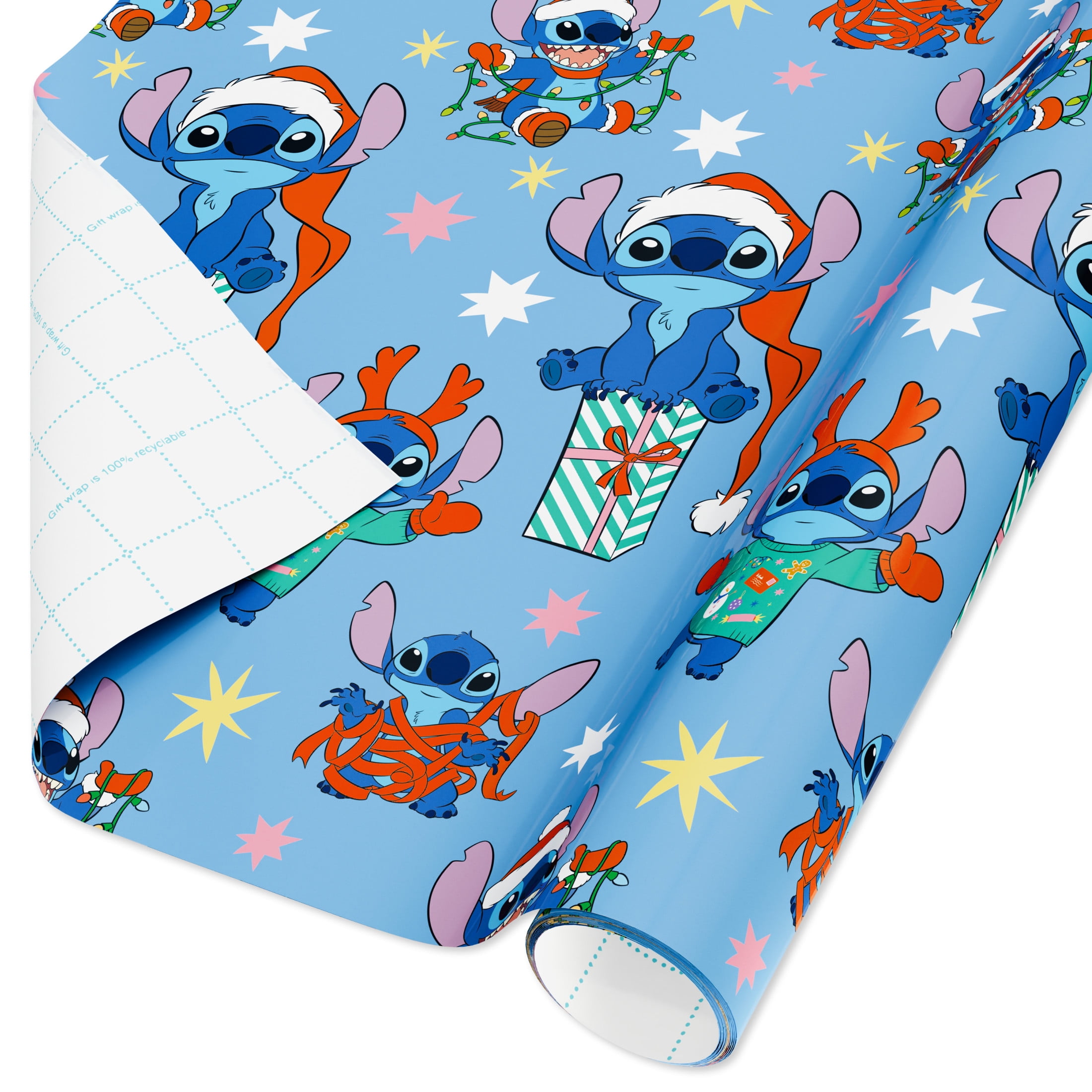 Plus Mark 40 in. Blue Lilo & Stich Christmas Wrapping Paper (60 Sq. ft ...