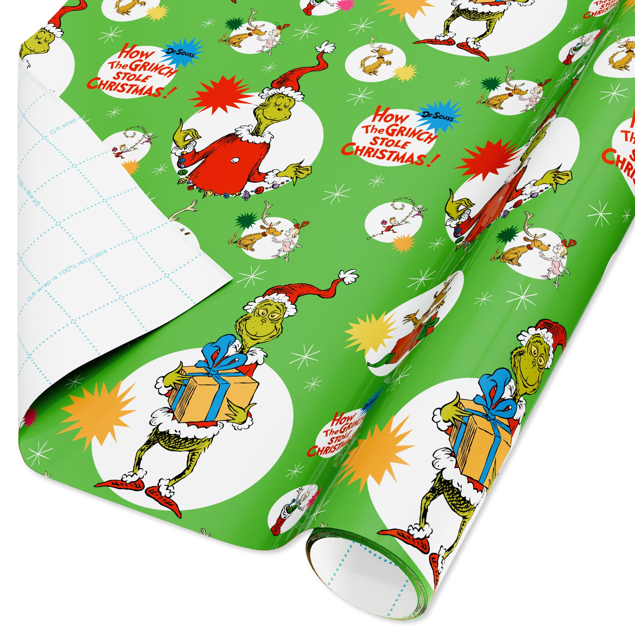 Plus Mark 40 in. Green Grinch Christmas Single Roll Wrap, Max & Cindy ...