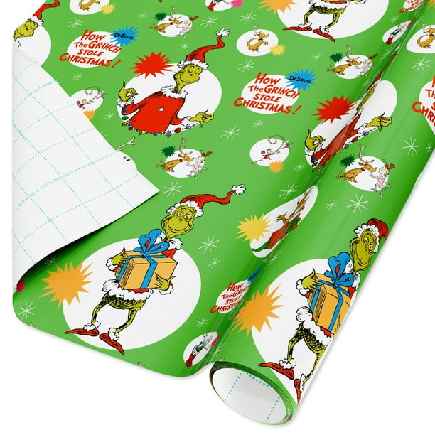 Plus Mark 40 in. Green Grinch Christmas Single Roll Wrap, Max & Cindy ...