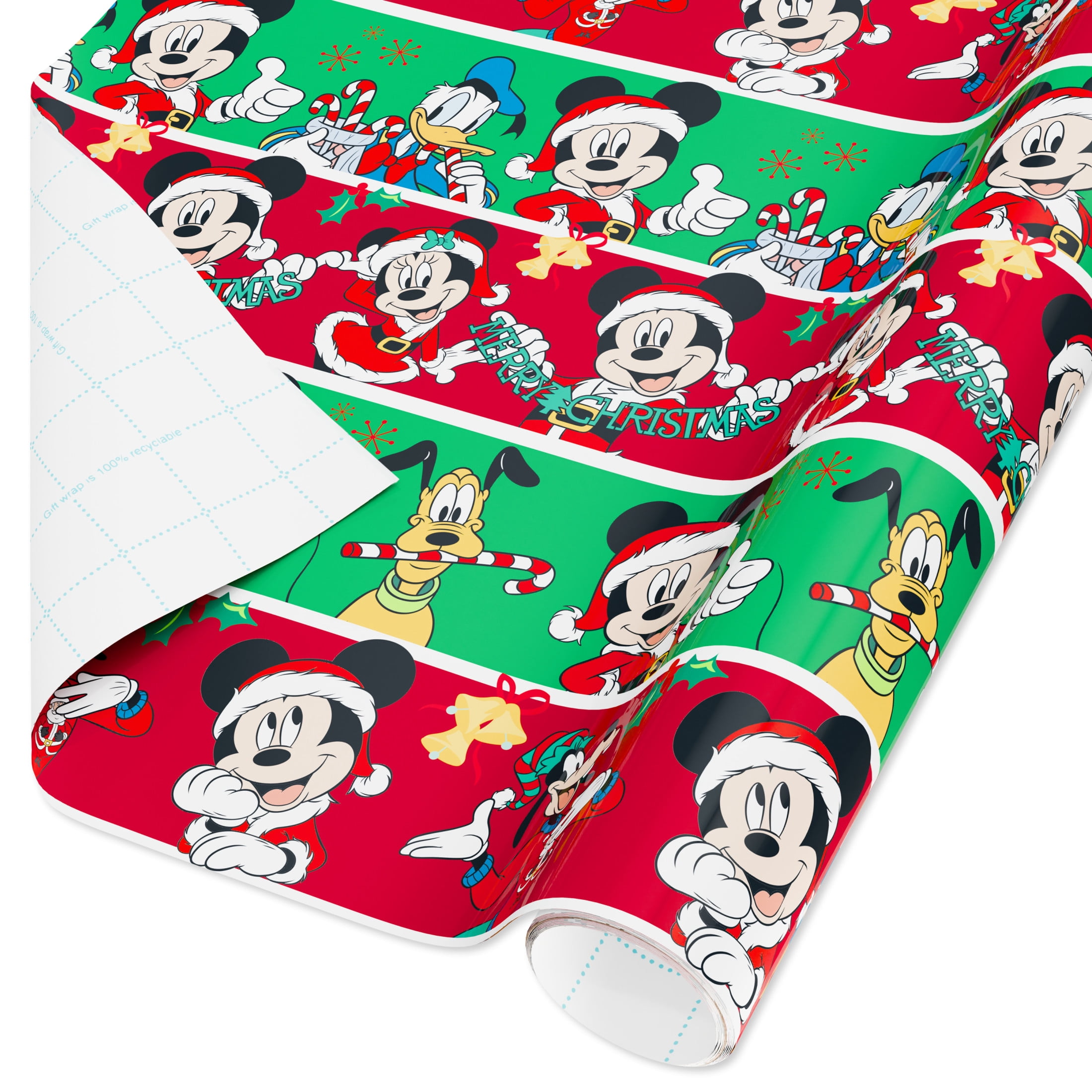Plus Mark 40 in. Mickey & Minnie Mouse Christmas Roll Wrap, Red & Green (60 Sq. ft., 1-Roll ...