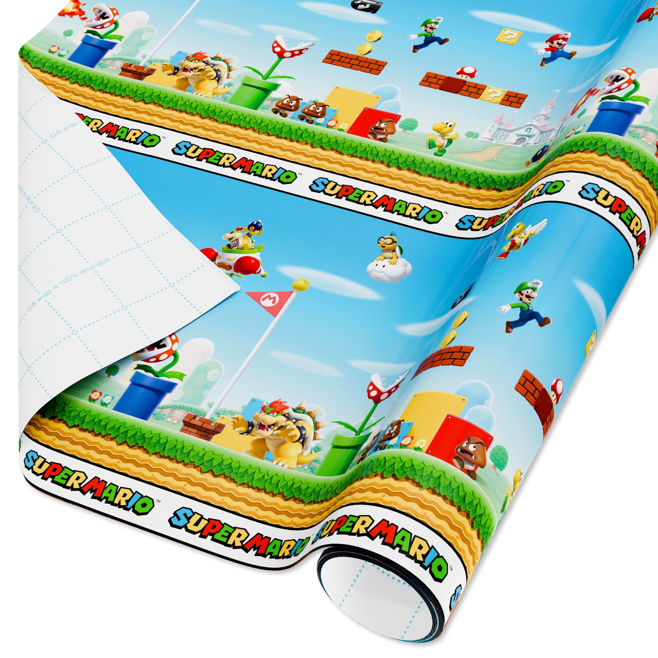 Plus Mark 40 in. Super Mario Brothers Christmas Wrapping Paper (60 Sq ...