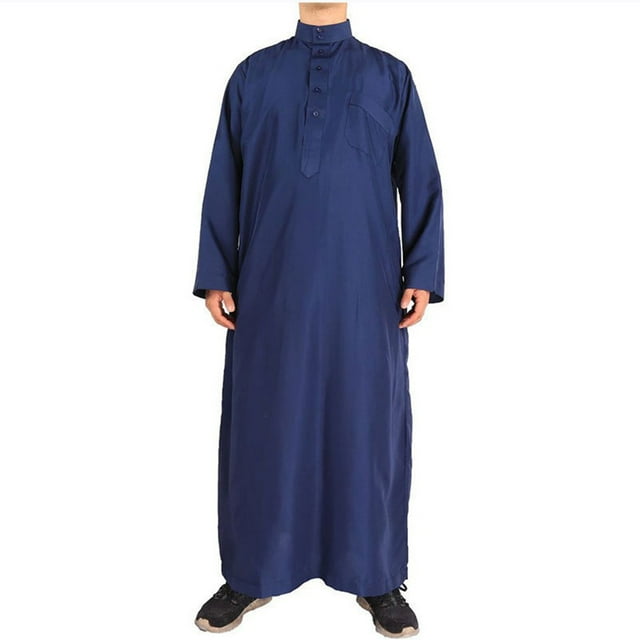 Plus Men Muslim Clothing Arab Saudi Long Sleeve Jubba Thobe Robe Traditional