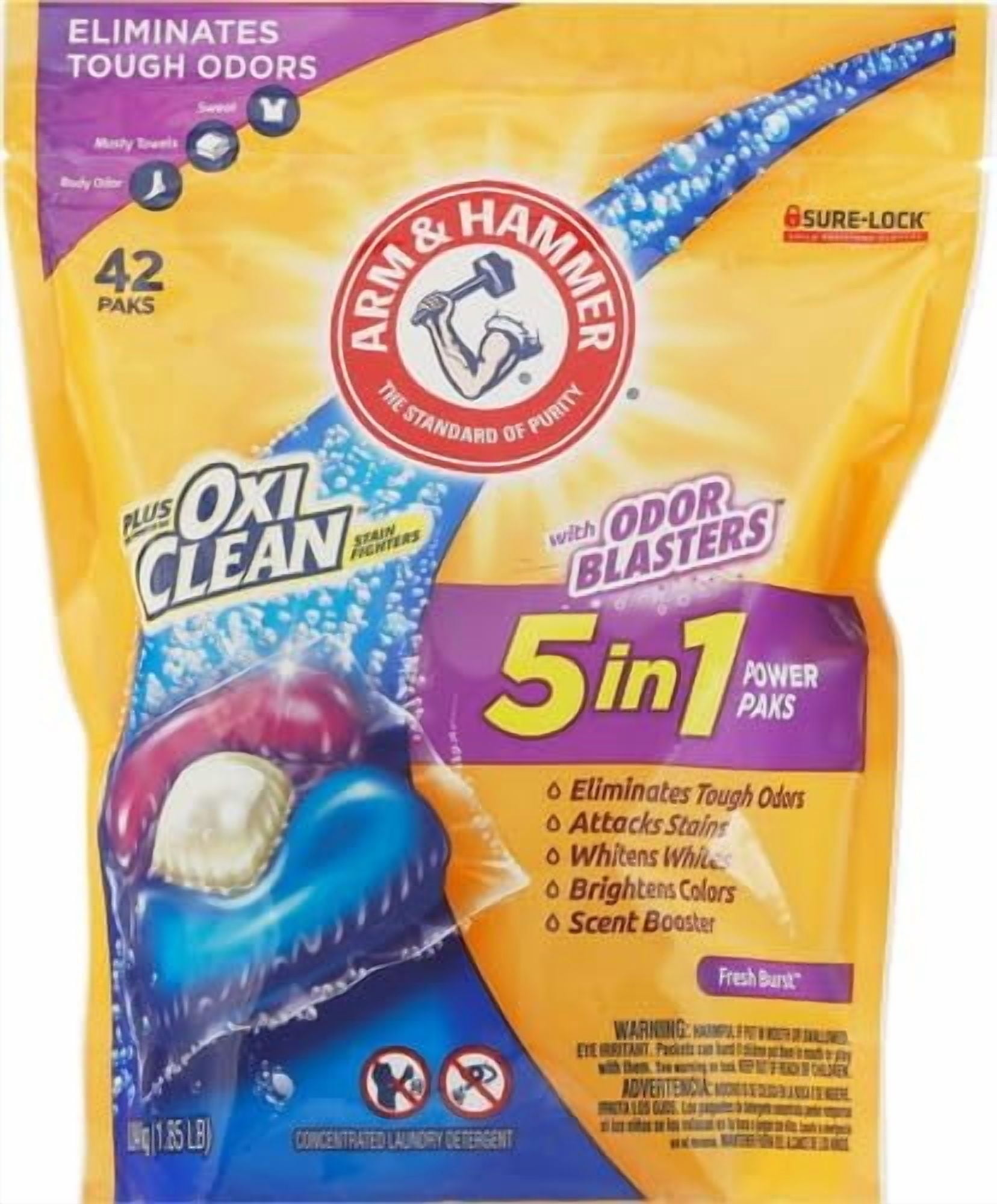 Plus OxiClean with Odor Blasters 5-in-1 Laundry Detergent Power Paks ...