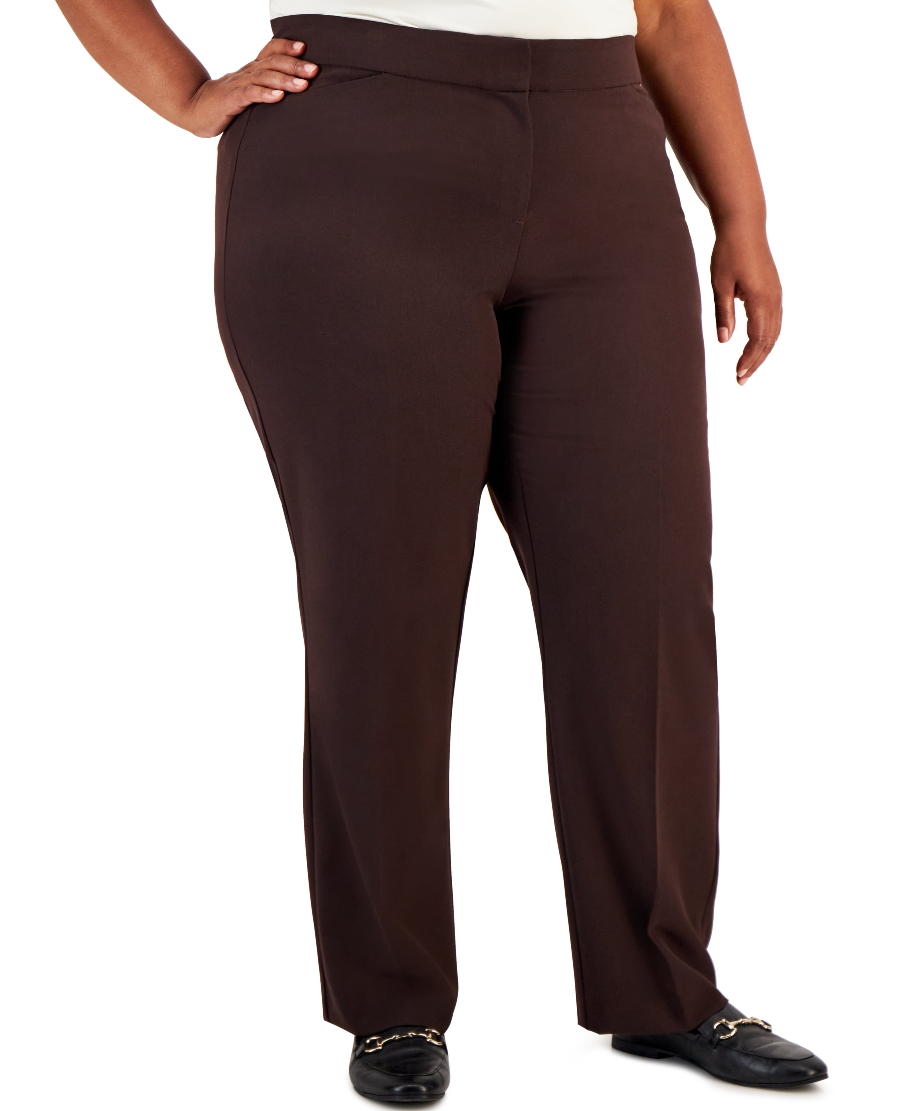 Plus & Petite Plus Size Curvy-Fit Straight-Leg Pants Rich Truffle 16W ...