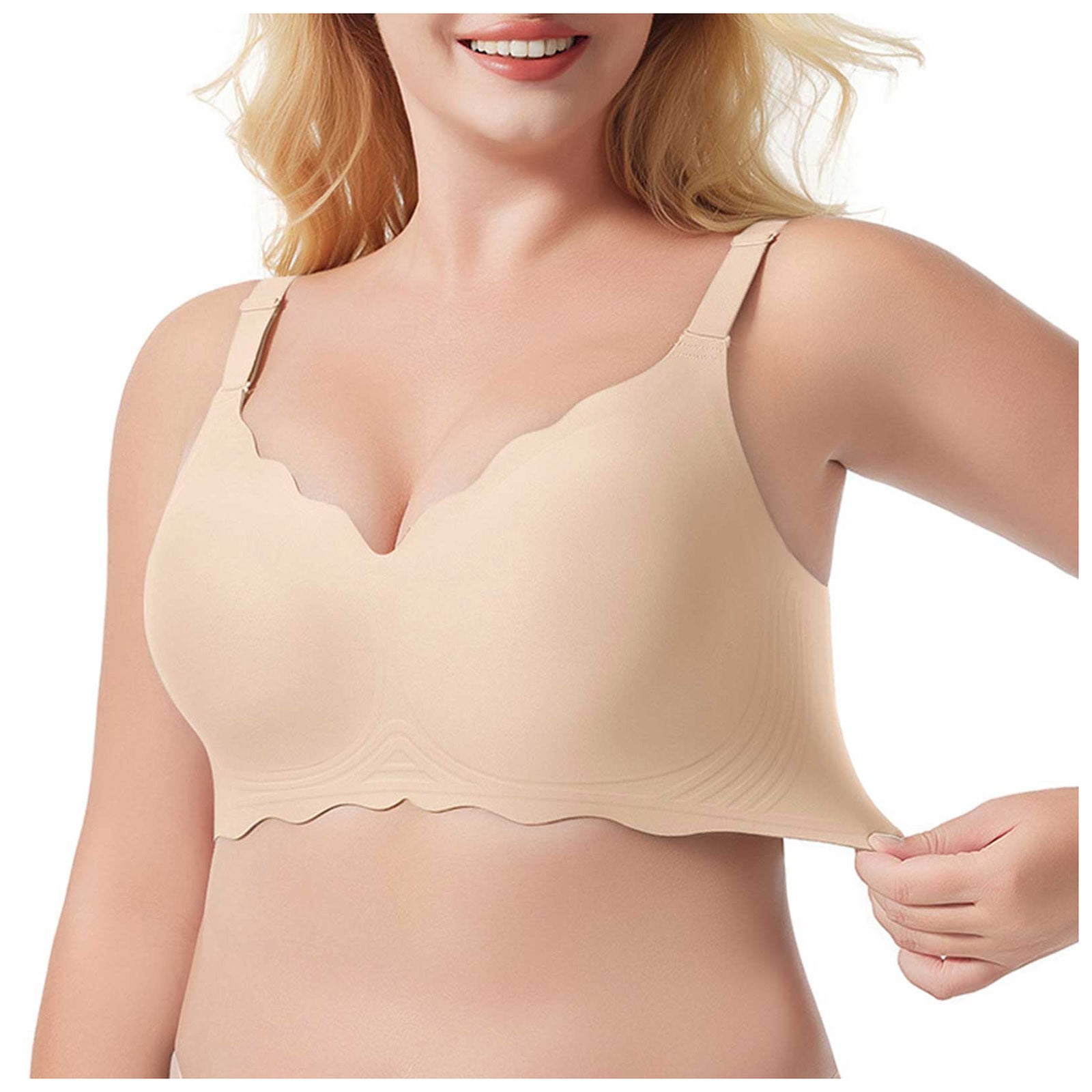 Plus Posture Bras Front Closure Lightly Padded Plus Size Wireless Full Coverage Bra Sports Bras ...