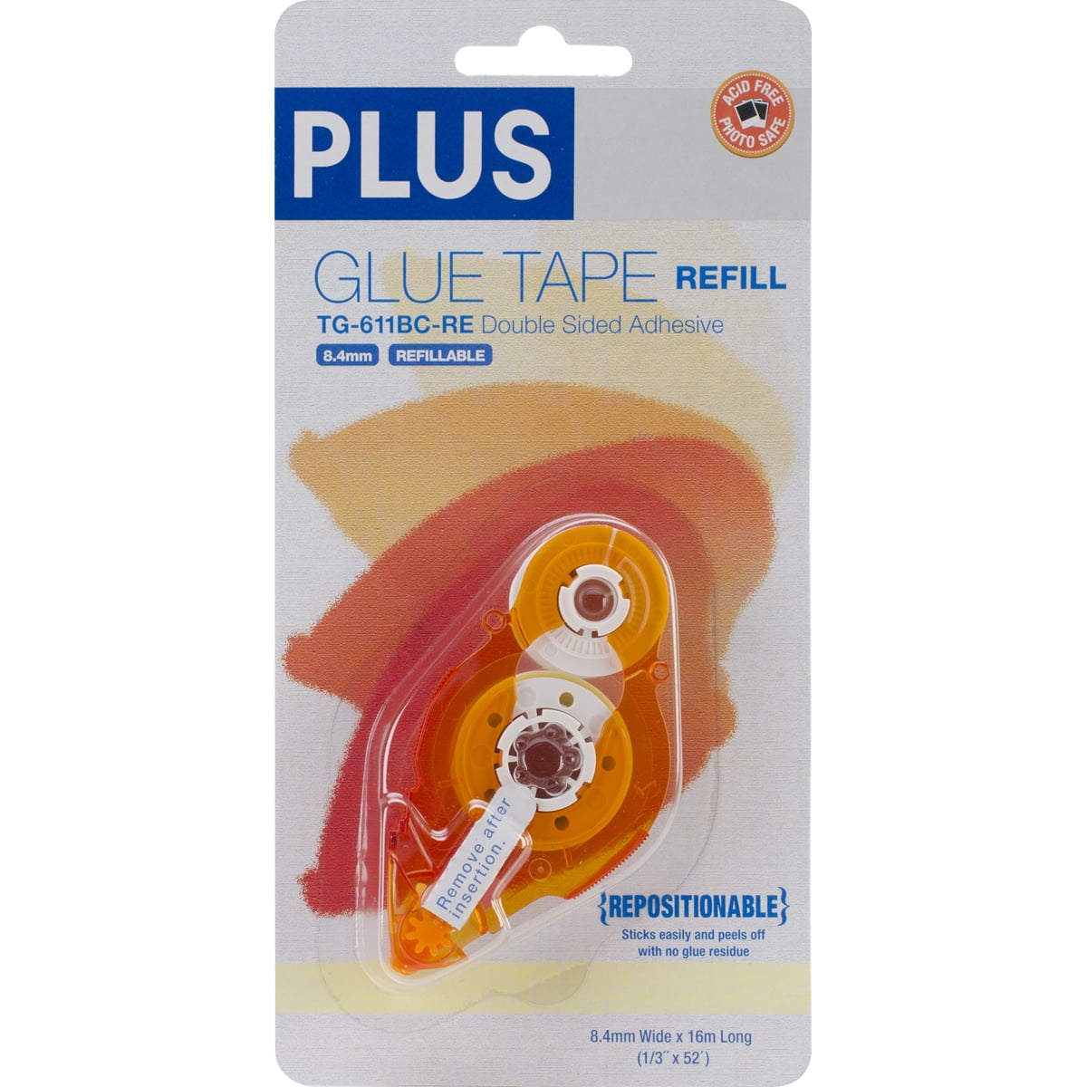 Plus Repositionable Glue Tape Refill-.33"X52.5', For Use In 610BCRE, Pk ...