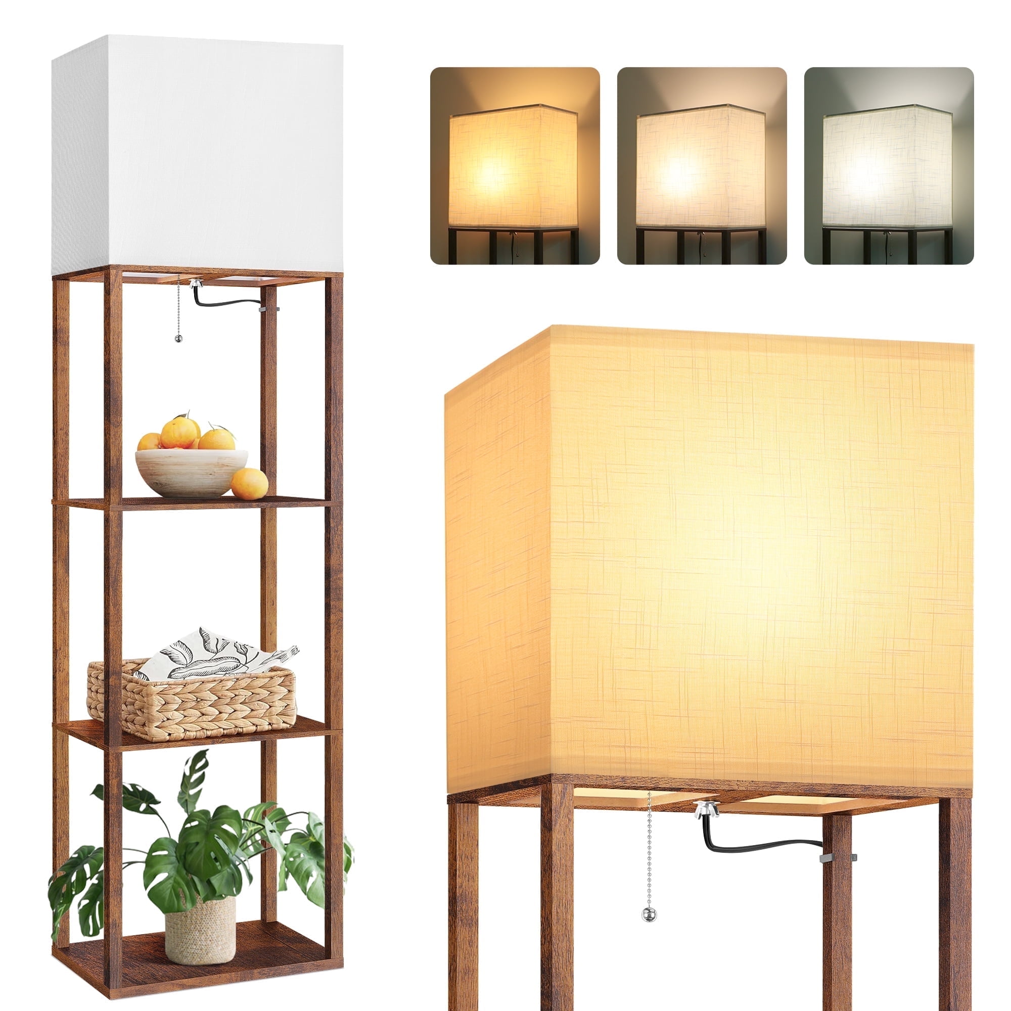 AVV Bookshelf Lamp, Standing Shelf Lamp with Storage, 3-Color Lighting ...