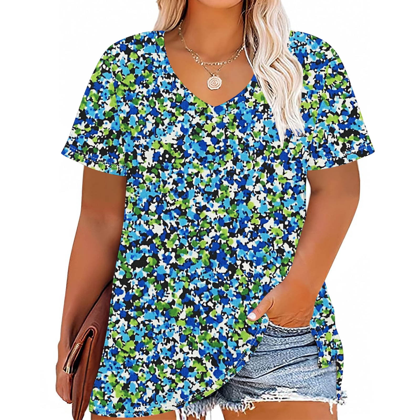 Plus Size 4X Women's Short Sleeve Tops Sale Under $10 Free Shipping ...