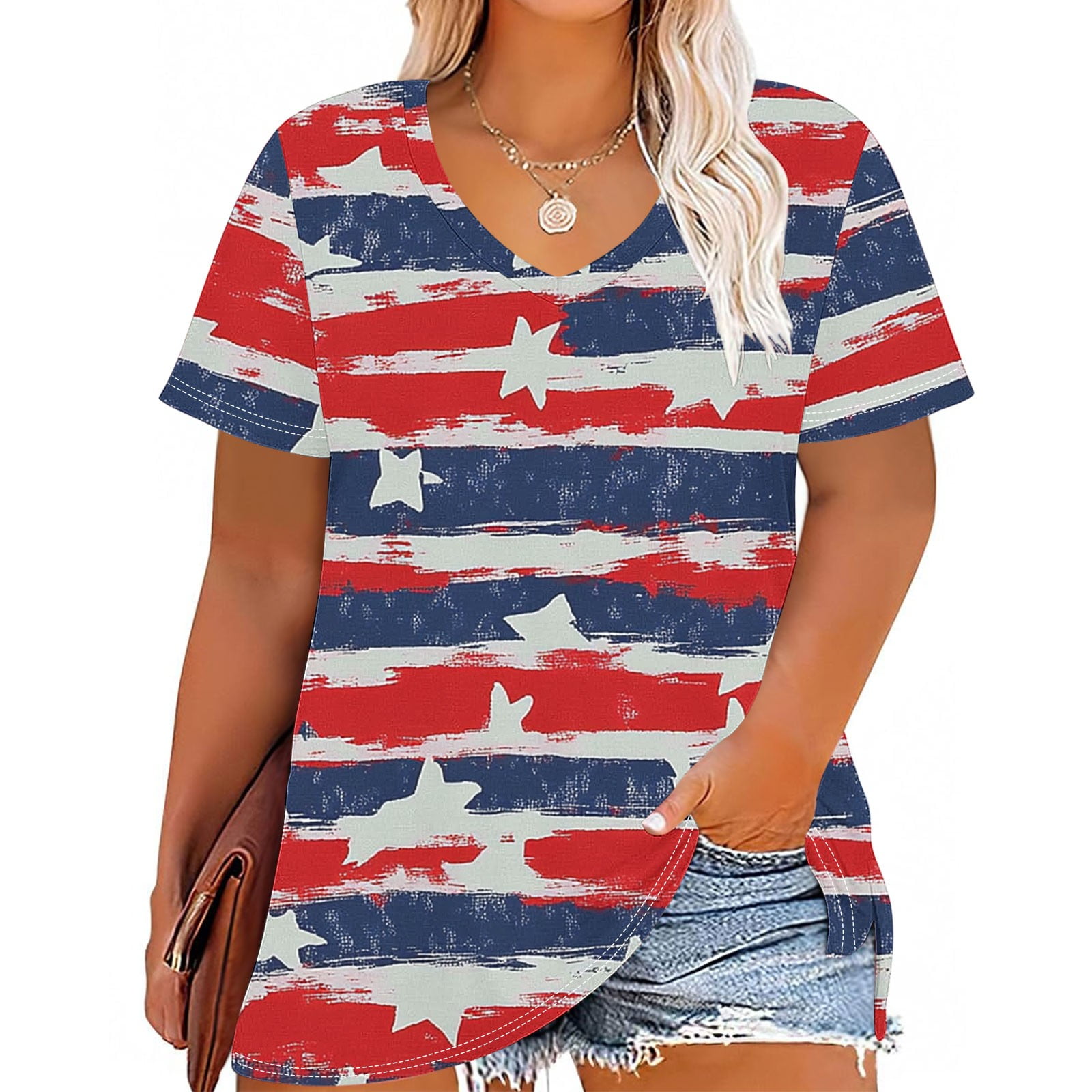 Plus Size 4X Women's Short Sleeve Tops Sale Under $10 Free Shipping ...