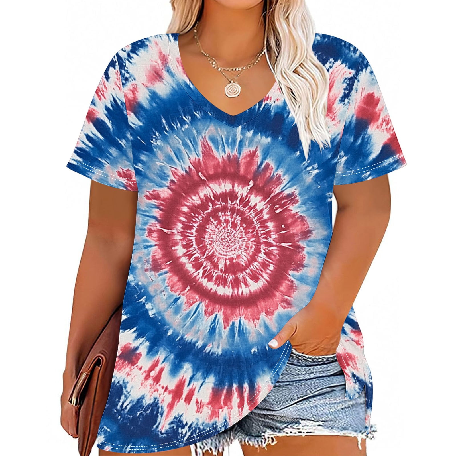Plus Size 4X Women's Summer Short Sleeve Tops Under $10 V Neck Casual ...