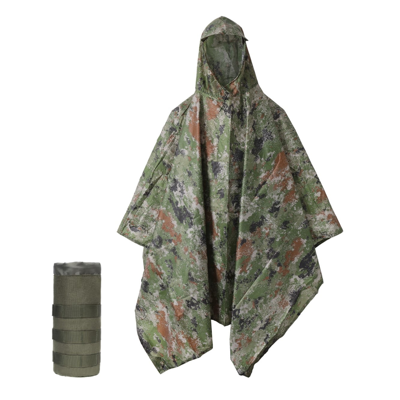 Plus Size Adult Rain Poncho with Hood, Camo Poncho Waterproof, Army ...