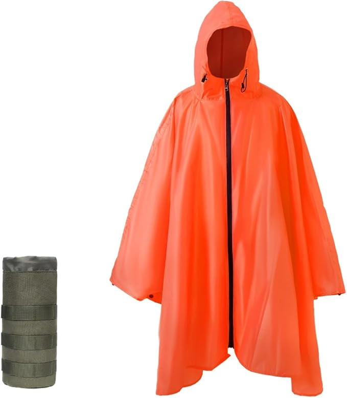 Plus Size Adult Rain Poncho with Hood and Zipper, Poncho Para Lluvia ...