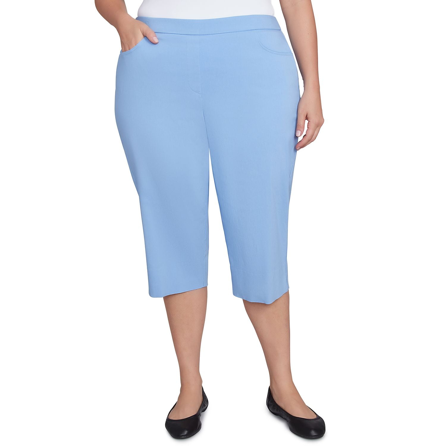 Plus Size Alfred Dunner Flat Front Allure Classic Clamdigger Capri Pants Color: Iris Size: 18 W ...