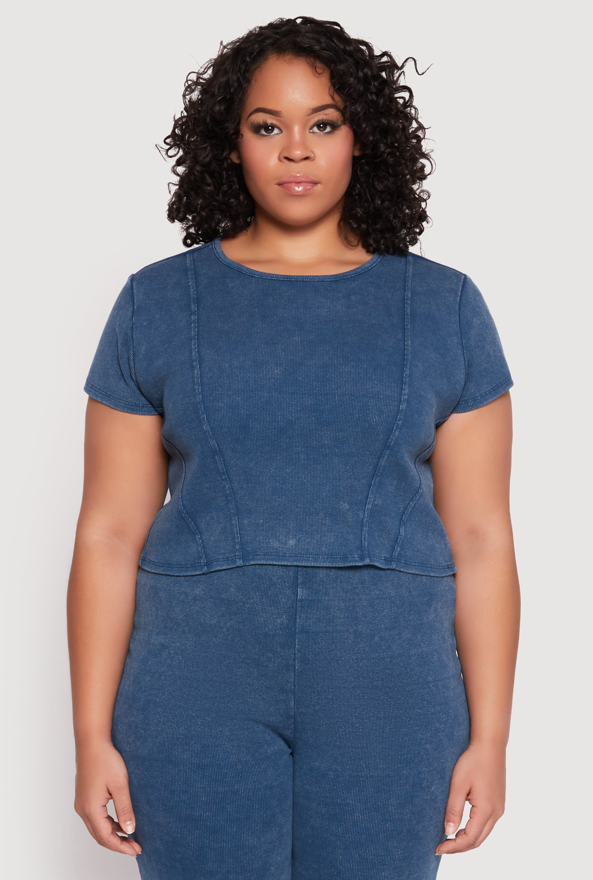 Womens Plus Size Almost Famous Acid Wash Crop Top - Walmart.com