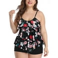 Plus Size Bathing Suit for Women Floral Printed Two Piece Swimsuit ...