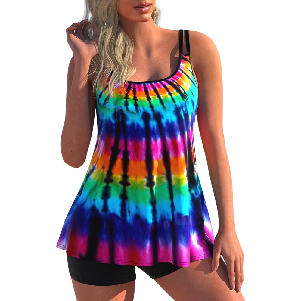 Plus Size Bathing Suits for Women Color Block Striped Tankini Swimsuits ...