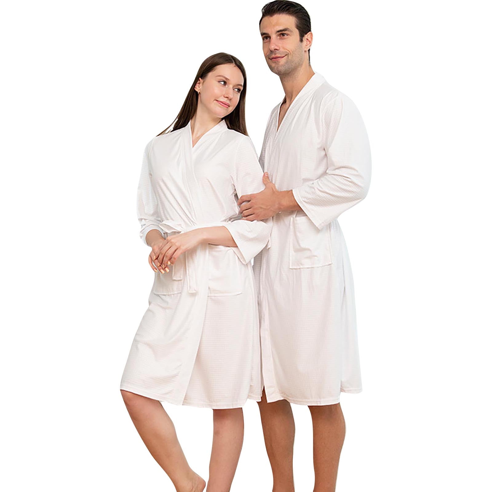 Plus Size Bathrobe Mens Robes Waffle Men Robes Thin, Couple, Long ...