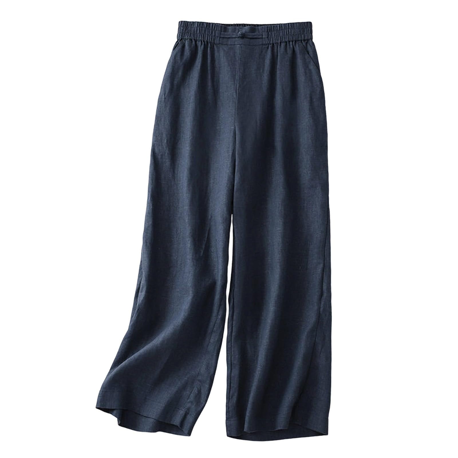 Plus Size Beach Pants for Women - High Waisted Wide Leg Cropped Lounge ...