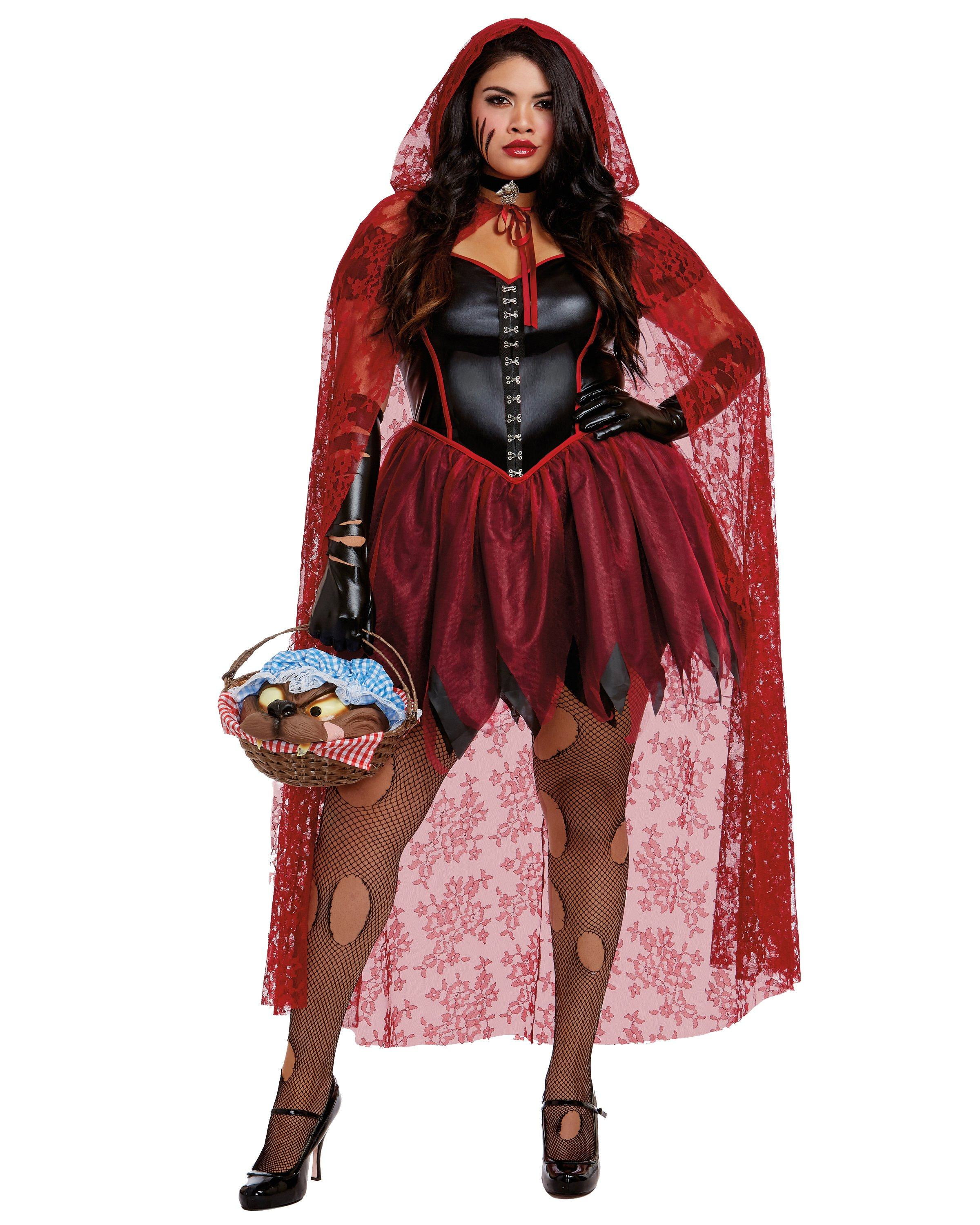 Dreamgirl Plus Size Big Bad Red Adult Halloween Costume with Wolf Charm ...