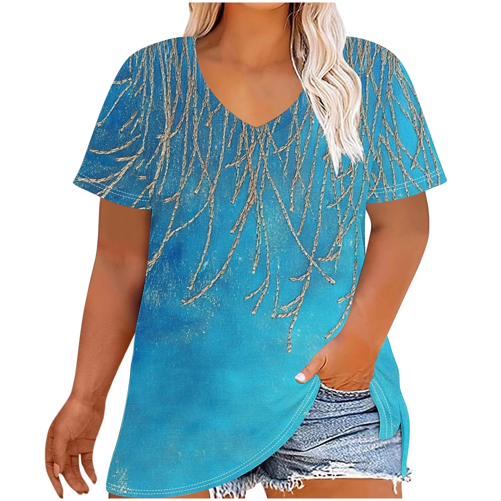 Plus Size Blouses for Women Short Sleeve V Neck Cute Trendy Short Sleeve Scrub Tops Oversized ...