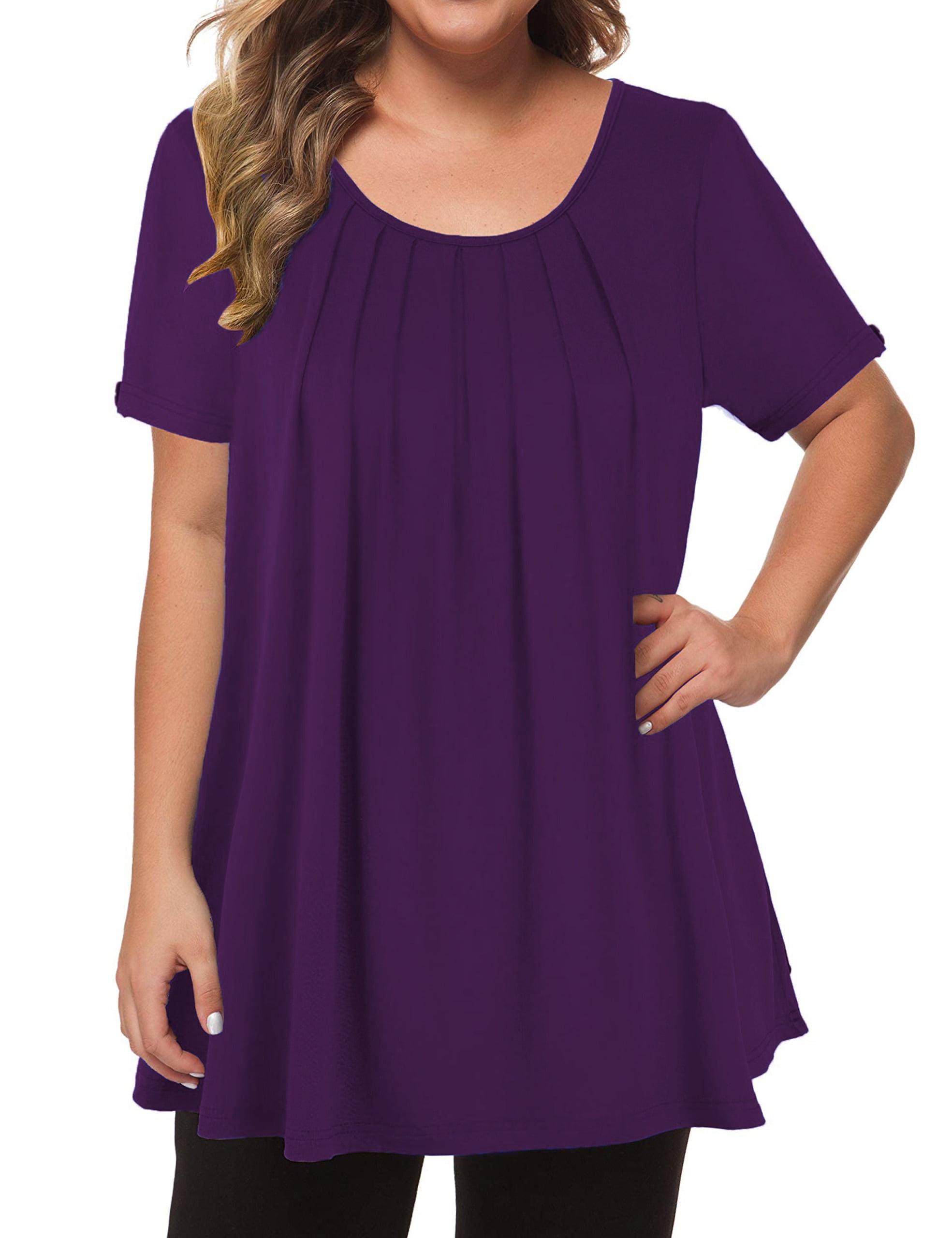 Plus Size Blouses For Womens Short Sleeve Loose Shirts Summer Tunics Flowy Tops L 4xl