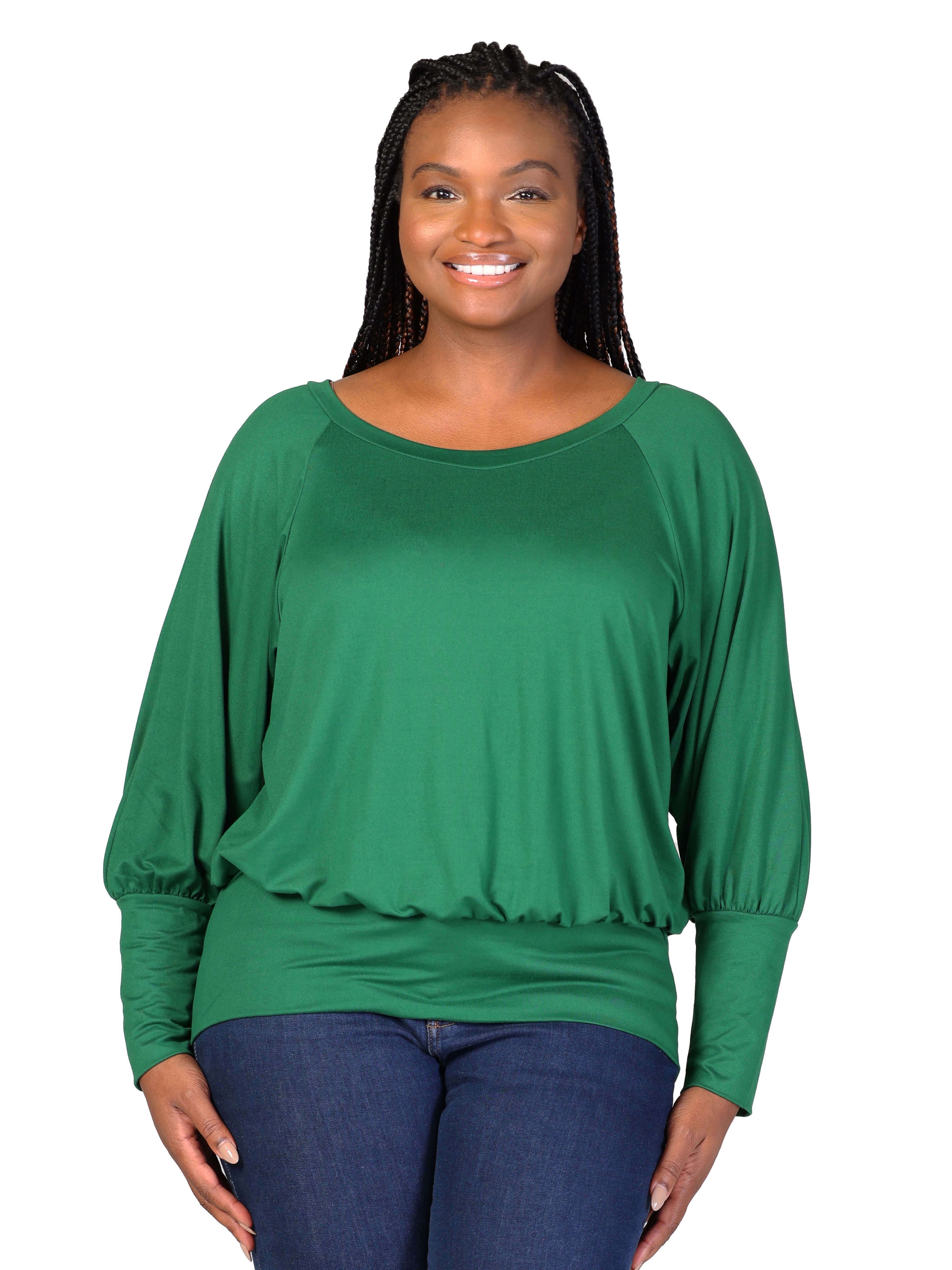 Plus Size Blouson Sleeve Banded Bottom Top - Walmart.com