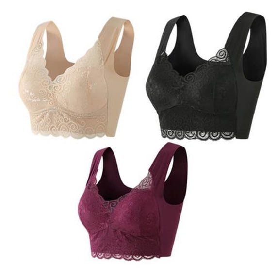 Plus Size Bra Womans Lace Solid Strap Wrap Plus Size Bra Underwear Plus ...