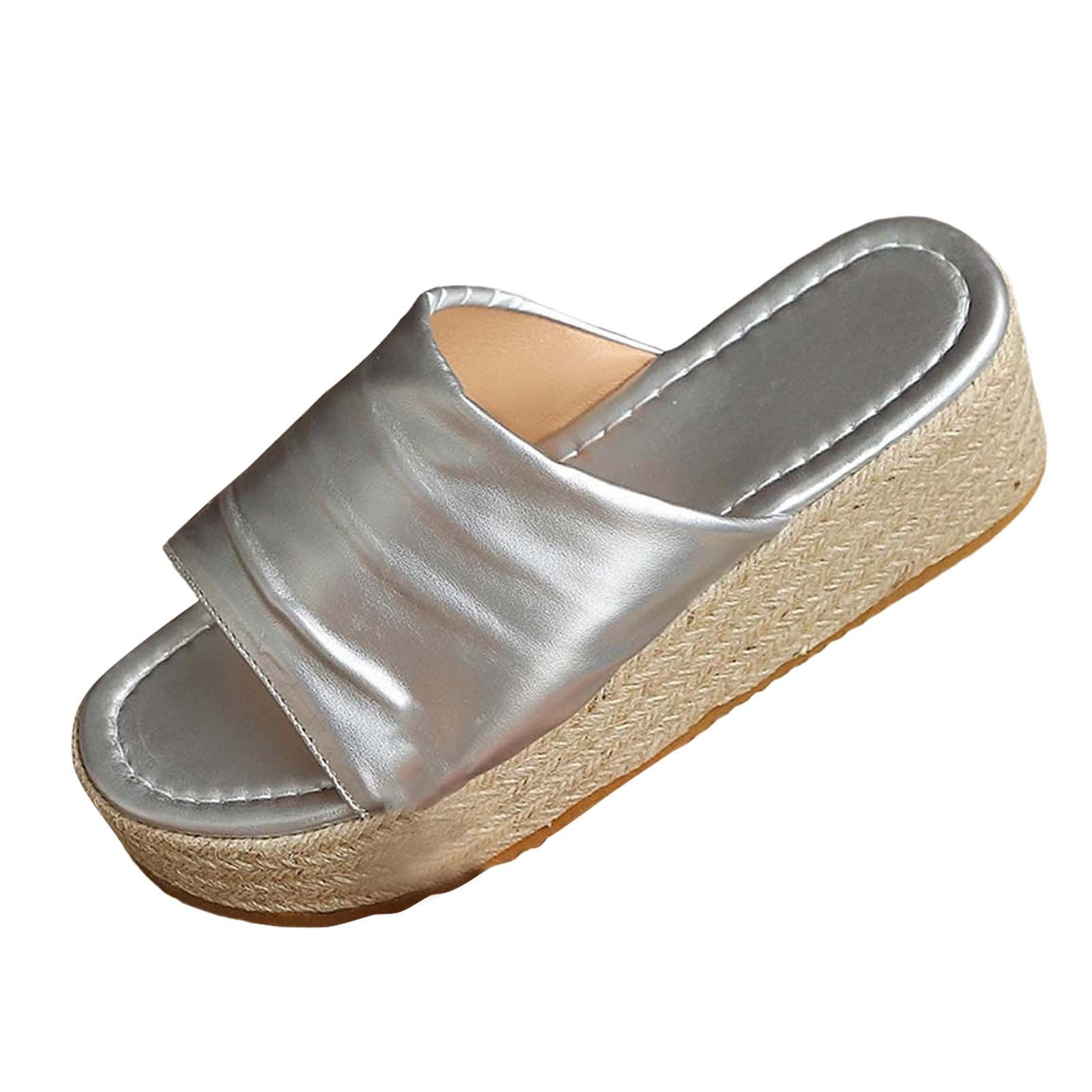 Plus Size Braided Sole Slides for Women Open Toe Summer Beach Vacation ...