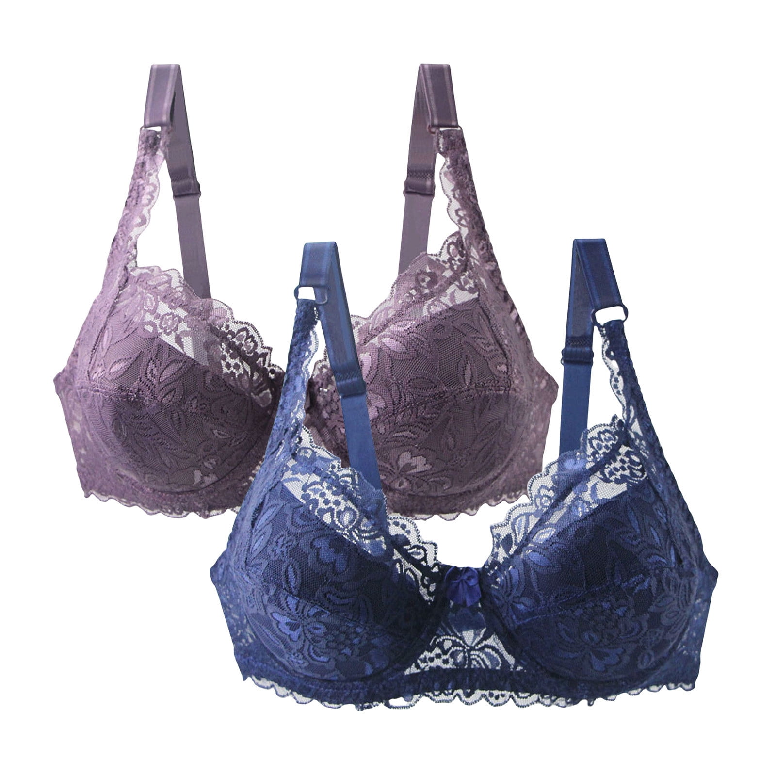 Plus Size Bralette New 2 Pack Women Lace Bras Thin Adjustable Straps ...