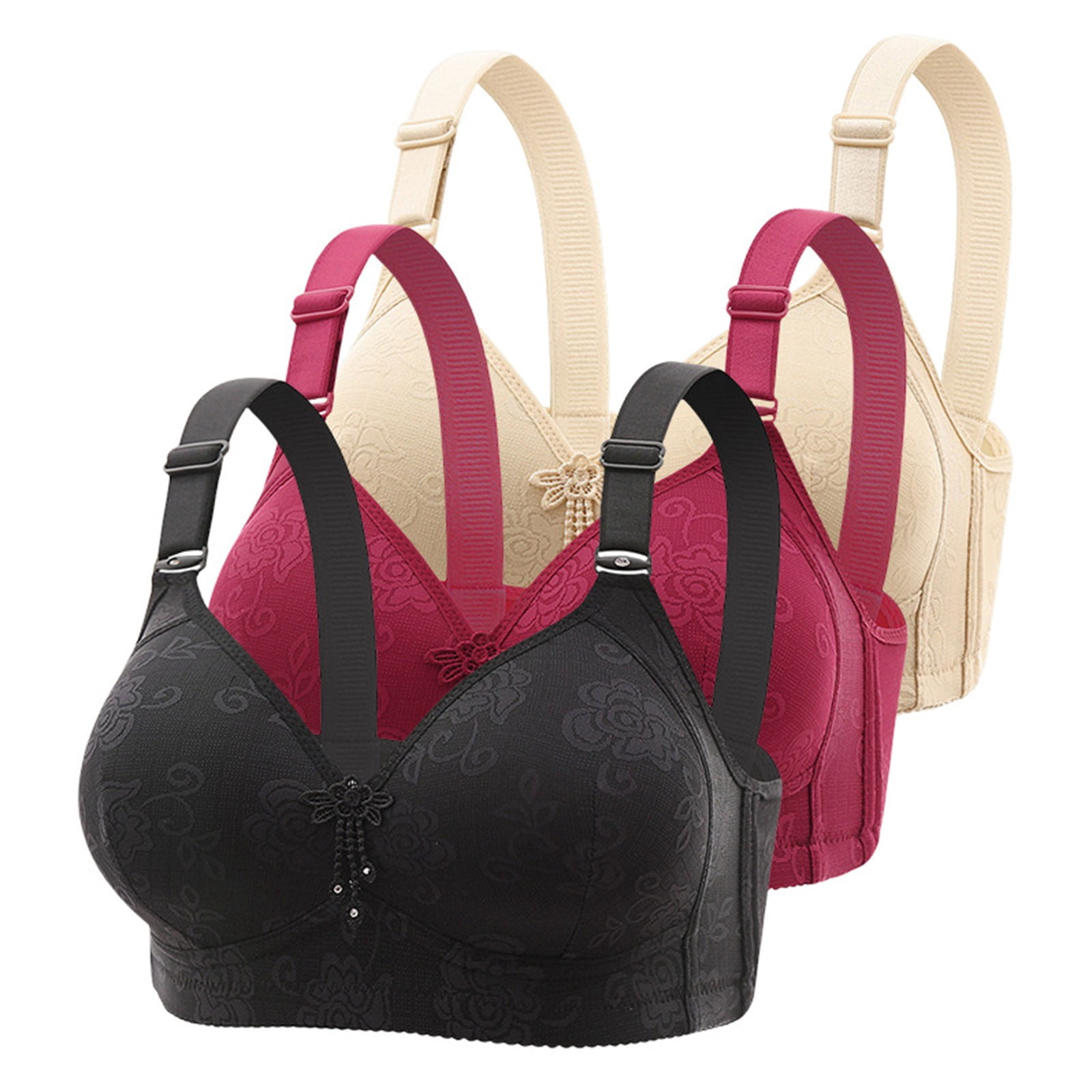 Plus Size Bras for Women, Audhol 3Pc Back Non and Ring Comfortable ...