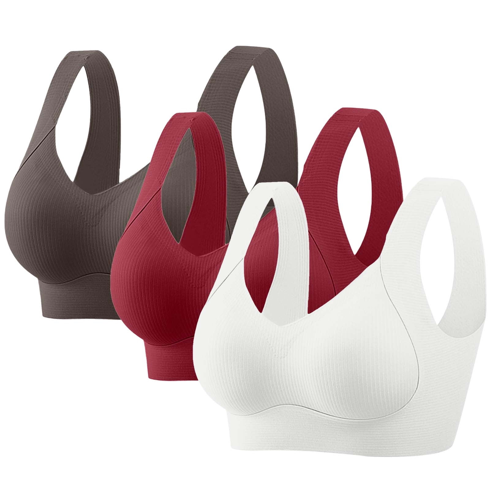 Plus Size Bras for Women Pack, 3pcs Push Up Seamless Comfort Sports Bra ...