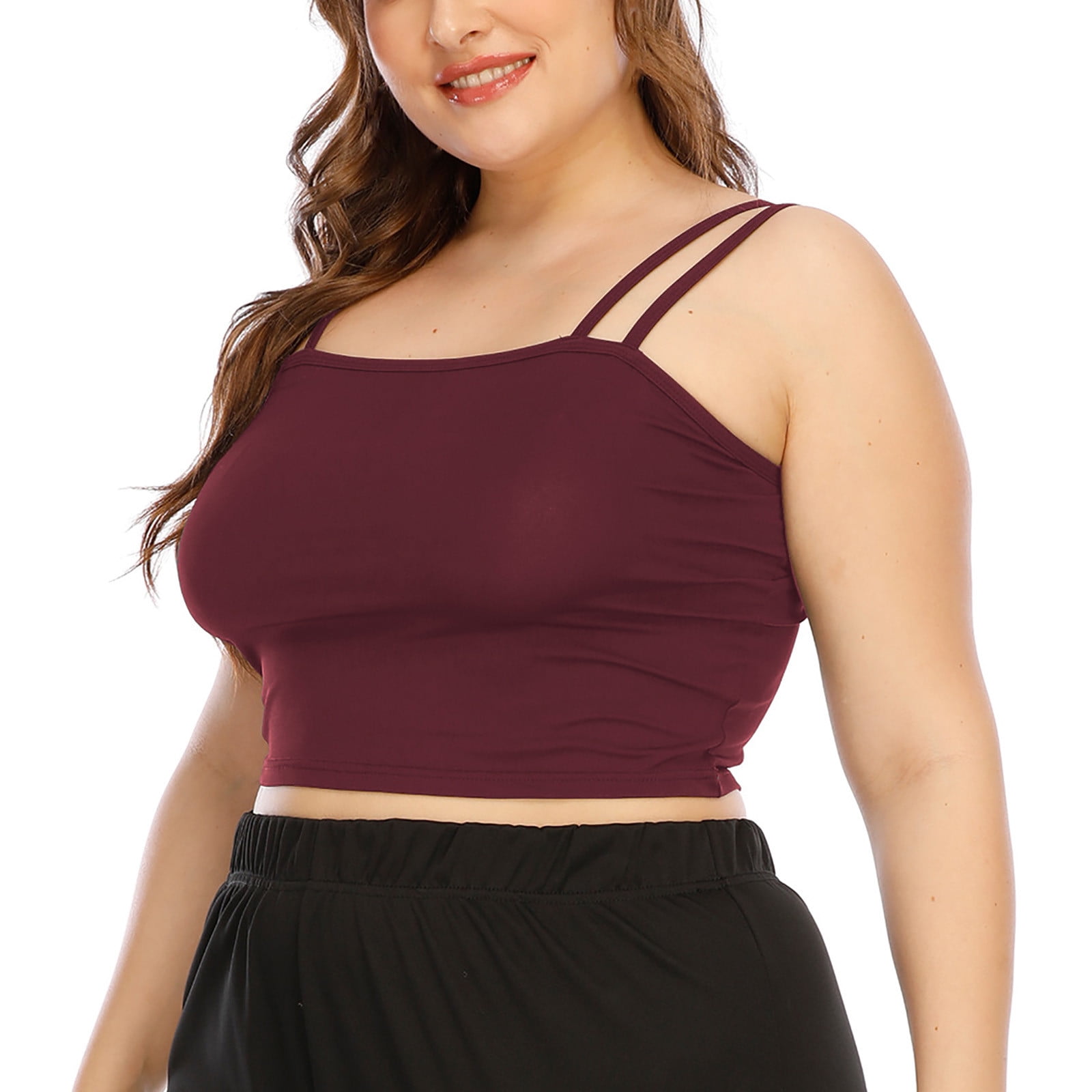 Plus Size Cami Tops for Women Dressy Casual Spaghetti Strap Crop Tops ...