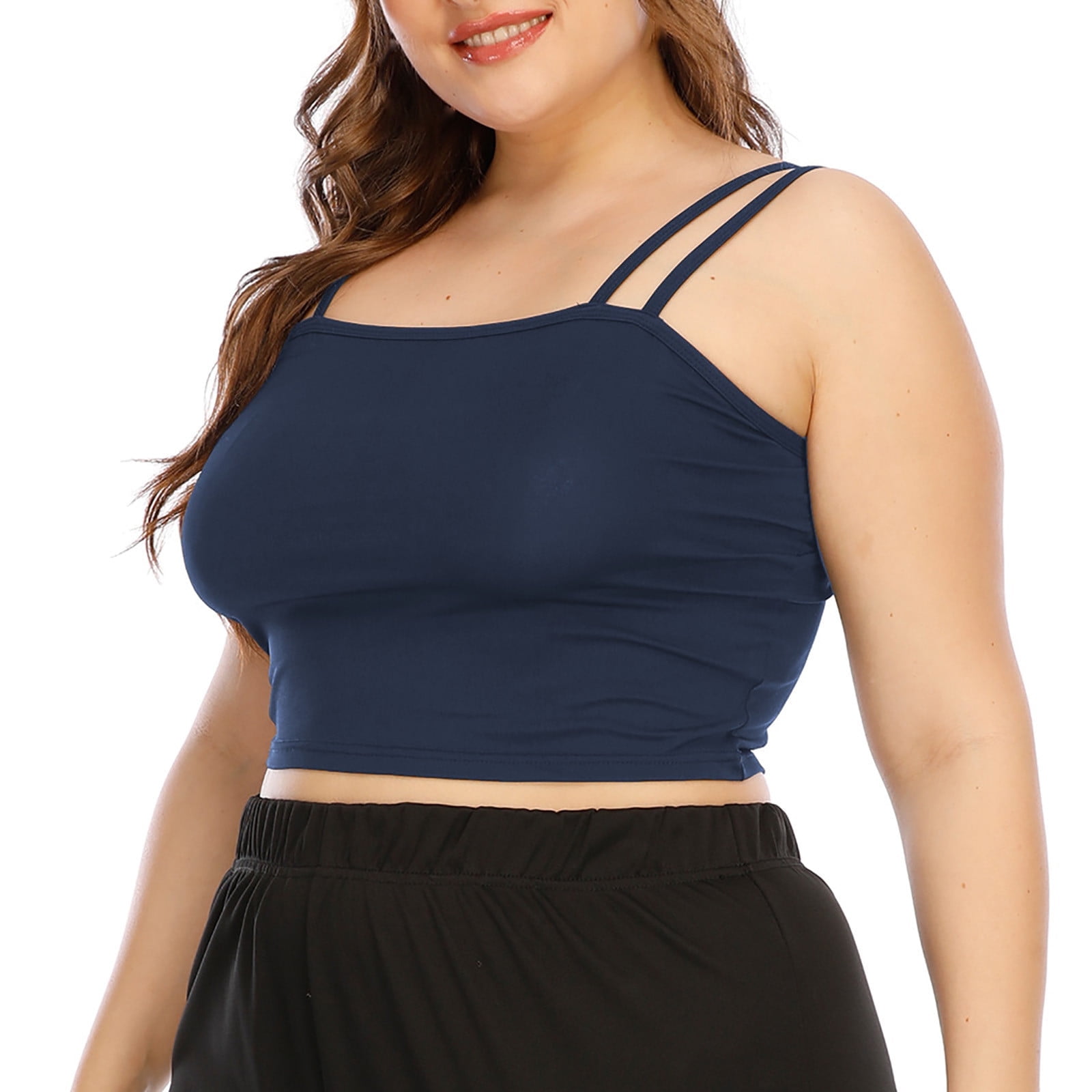 Plus Size Cami Tops for Women Dressy Casual Spaghetti Strap Crop Tops ...