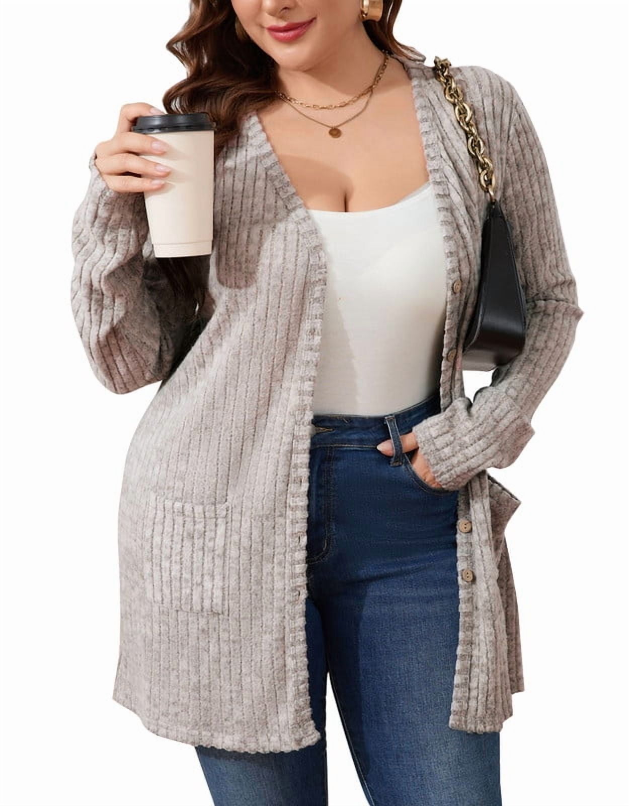 Drvitor Plus Size Cardigans for Women Lightweight Long Sleeve Open ...