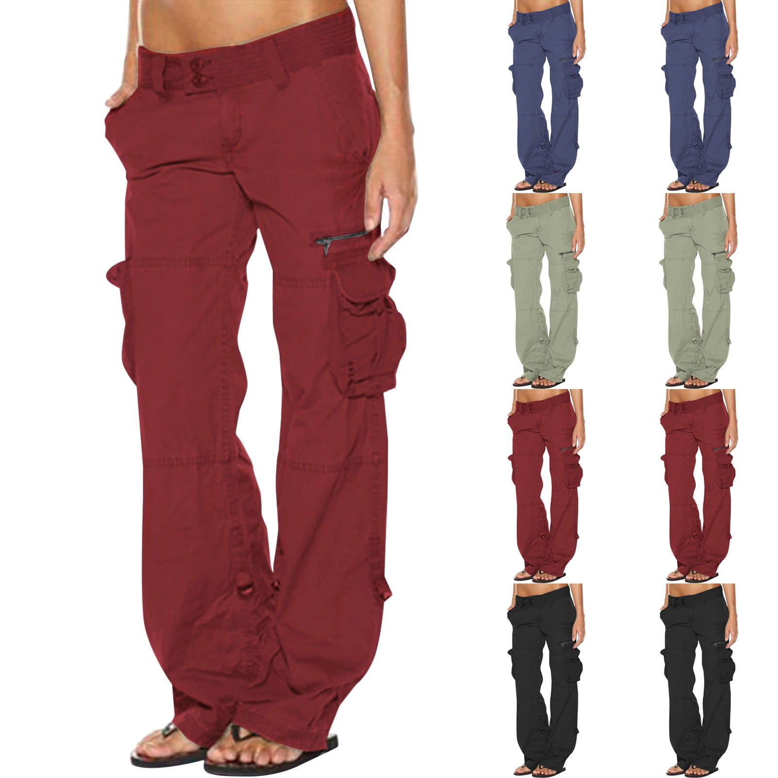 Plus Size Cargo Pants For Women High Waisted Casual Pants Wide Leg