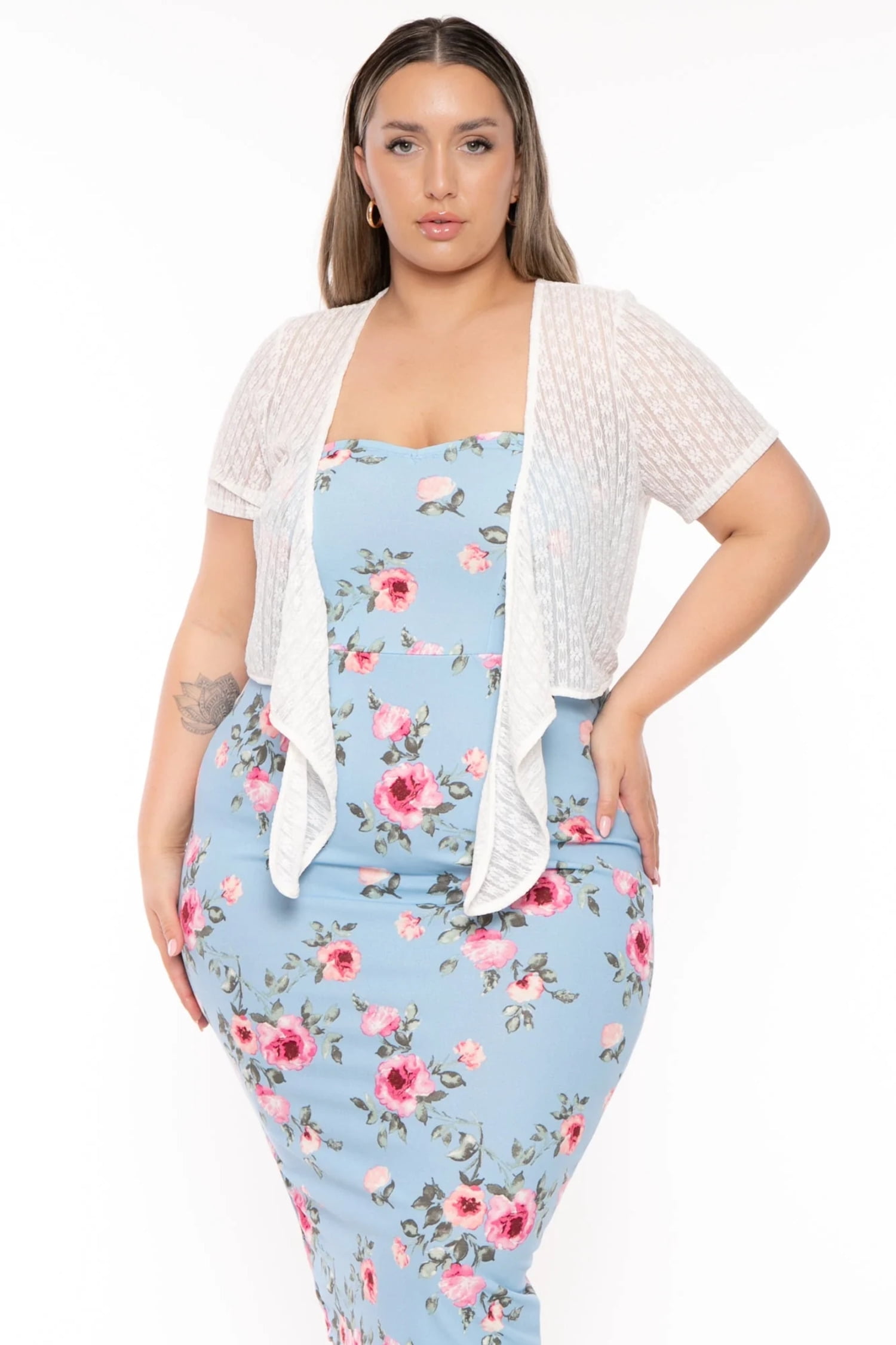 Plus Size Carmela Lace Shrug - Ivory - Walmart.com